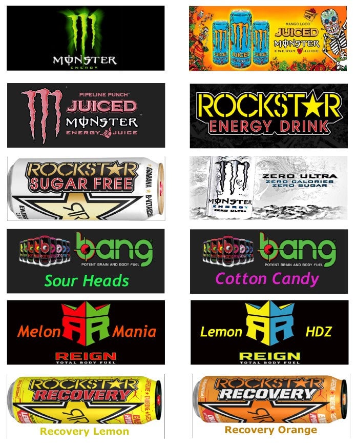 Energy Drink Vending Machine Labels - 12 Labels | Vending Machine Labels
